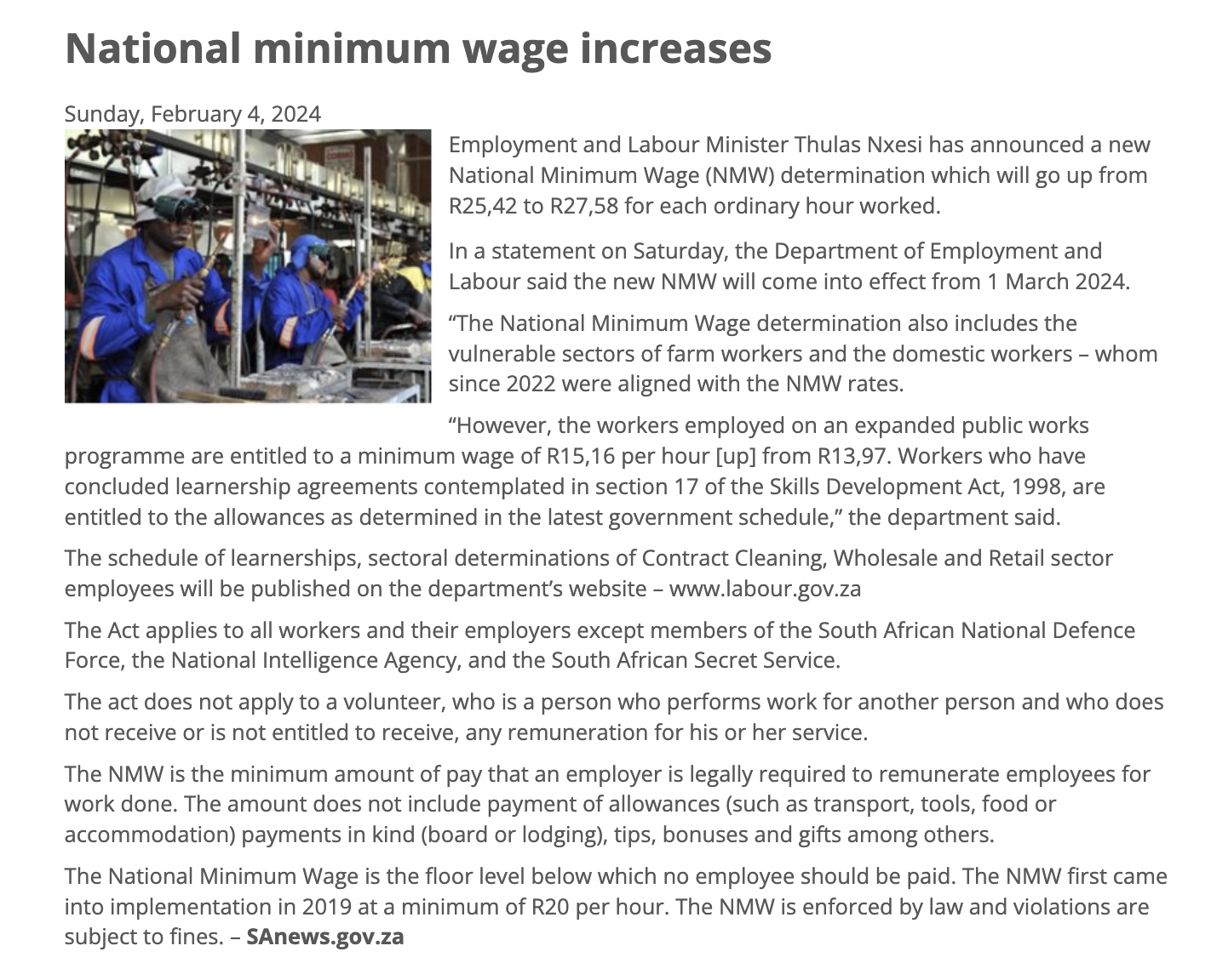 National minimum wage – ECIPA Healthcare