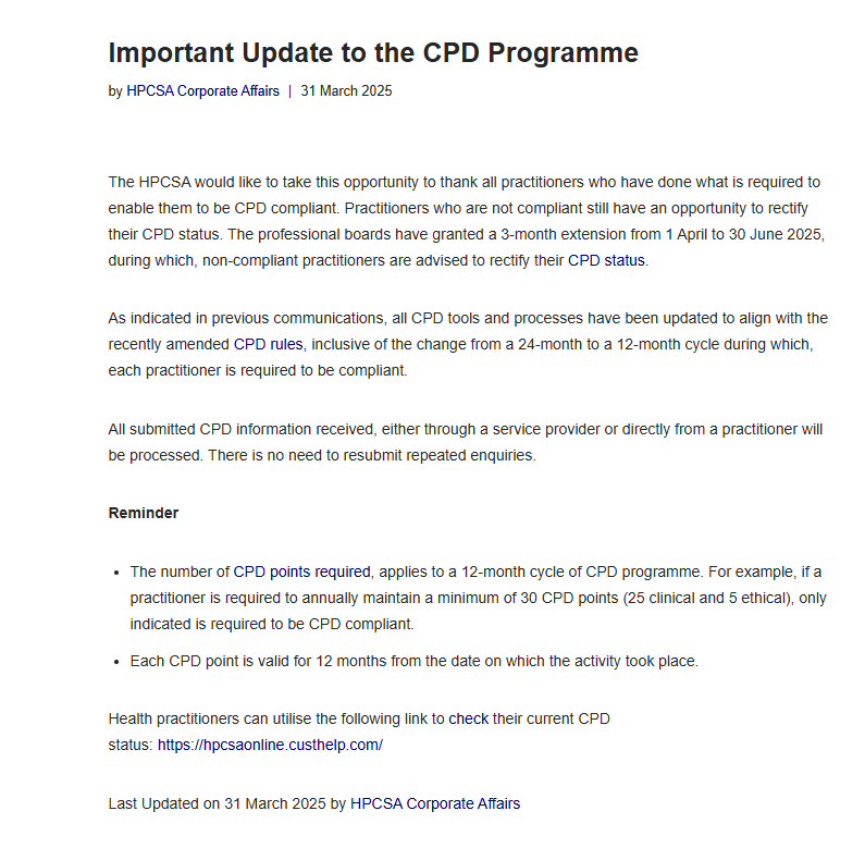 CPD status – ECIPA Healthcare